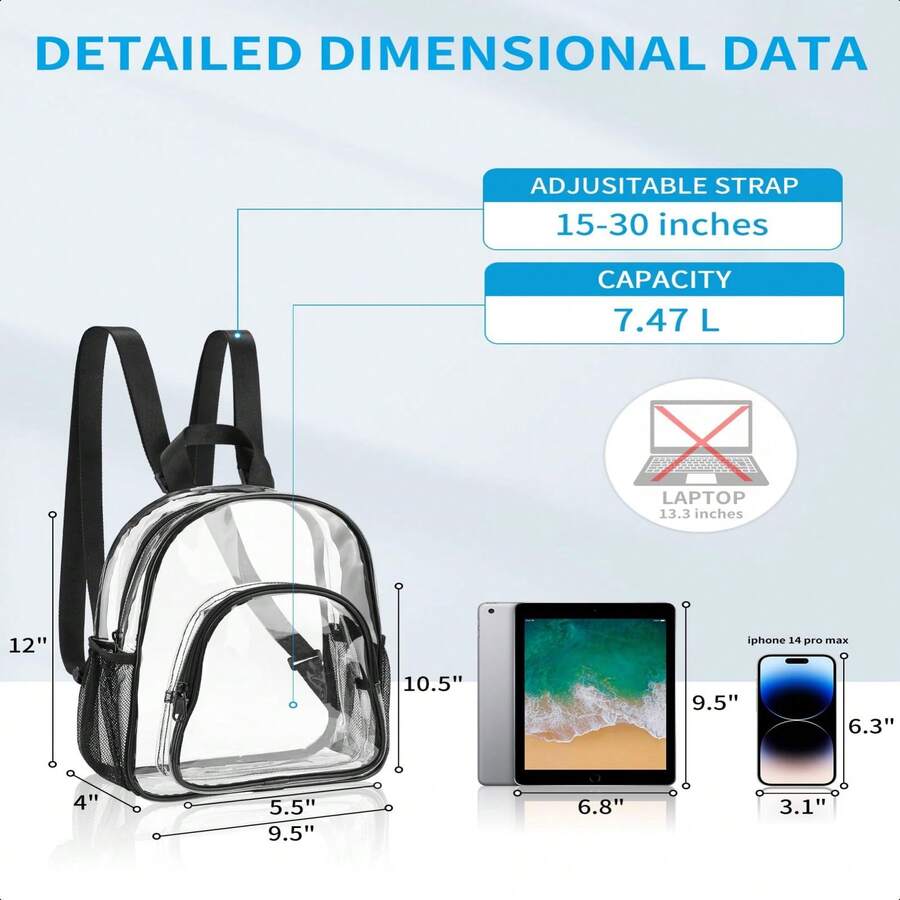 Clear Backpack Stadium Approved, Small Clear Backpack With Reinforced ...