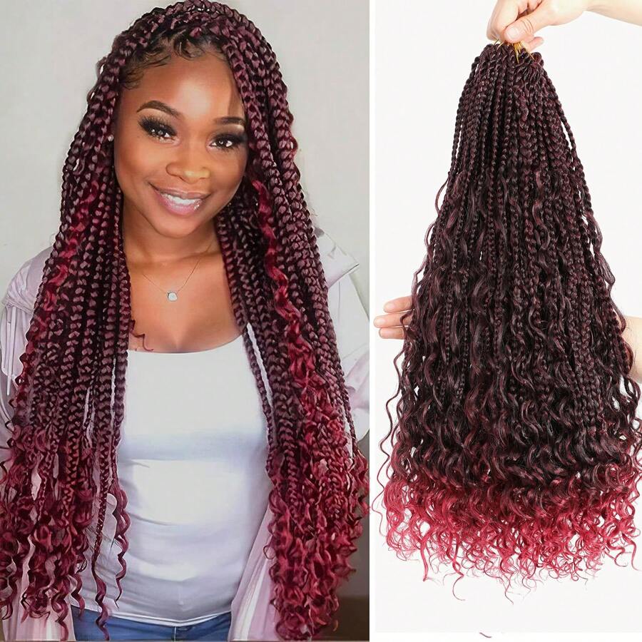 22 Inch 8 Packs Boho Box Braids Crochet Hair Bohemian Crochet Box ...