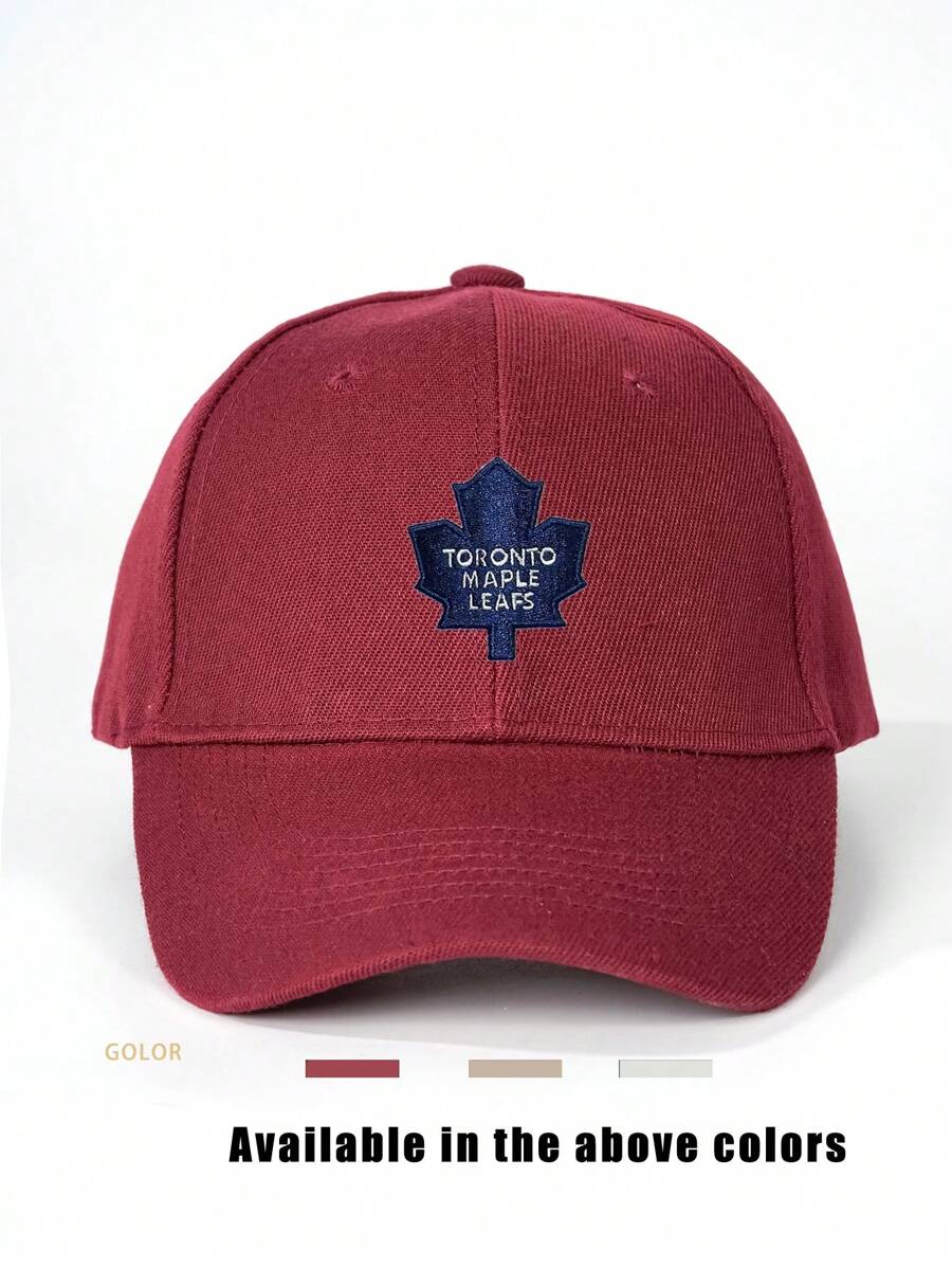 Embroidered Maple Leaf Baseball Cap With Adjustable Strap, Sun ...