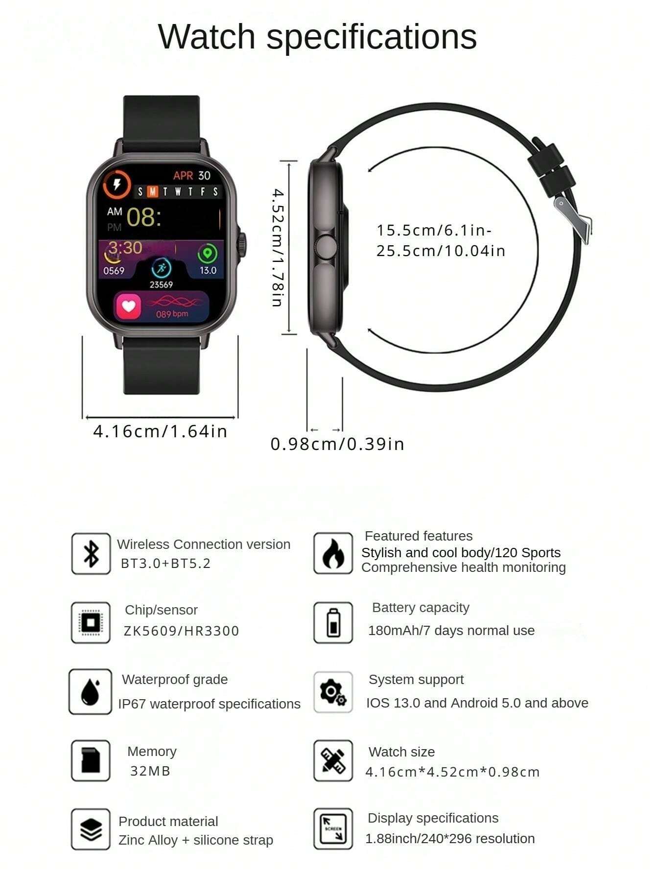 A Smartwatch With Features Including Call Answering, Message Pushing, 1 ...