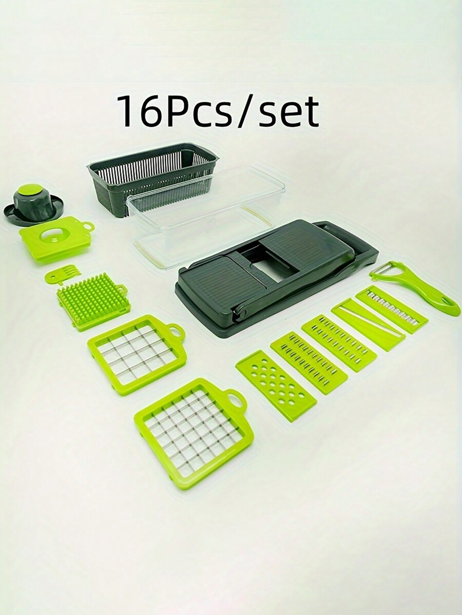 16pcs/Set Multi-Function Vegetable Chopper, Hand-Operated Food Grinder ...