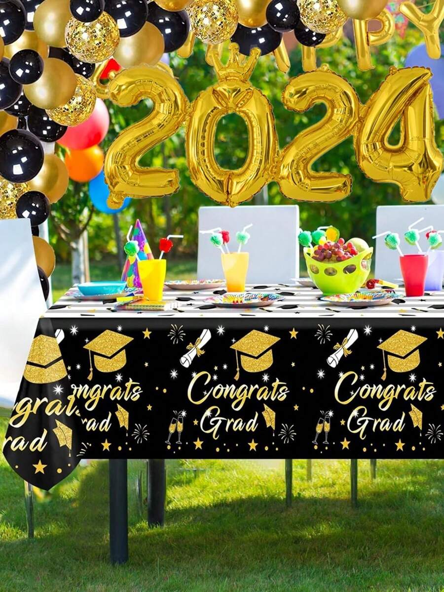 Conjoined 16 Inch Gold Foil 2024 Balloons Graduation Decorations Class ...