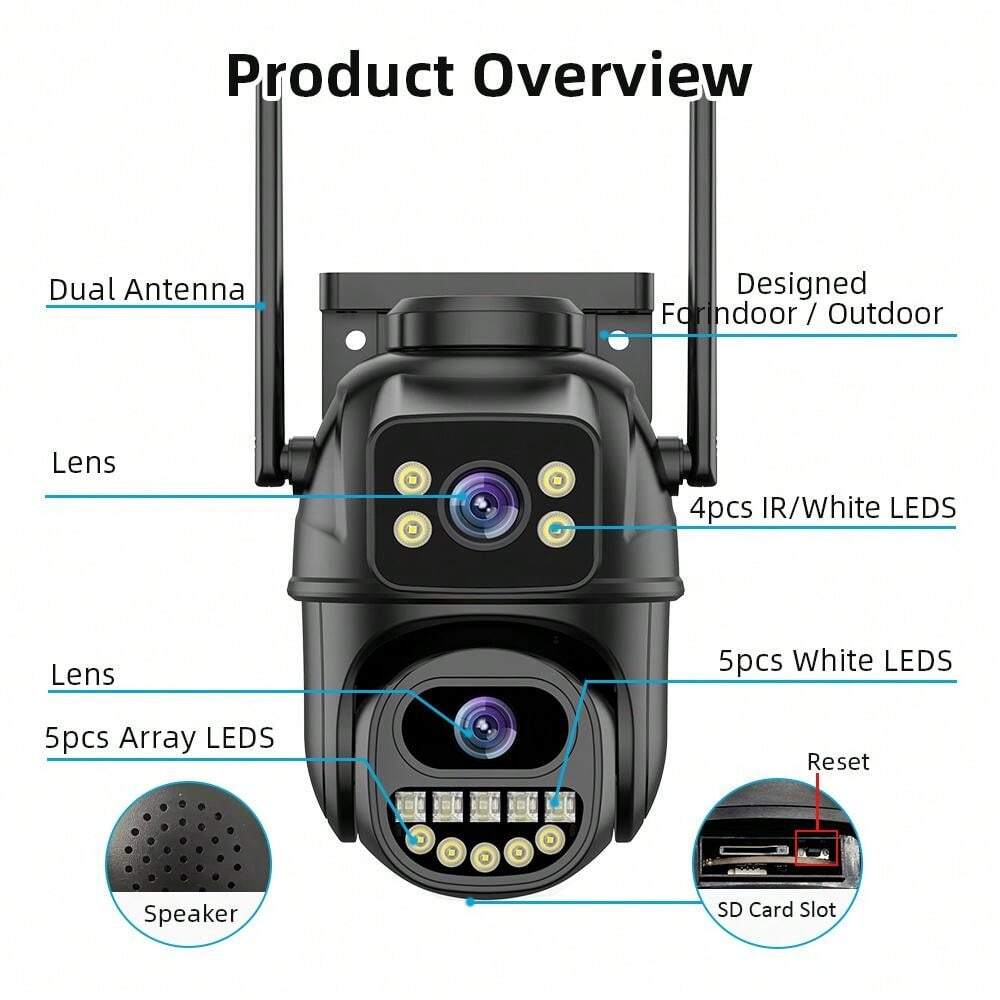 4K 8MP WiFi Surveillance Camera, Dual Lens, 4X Digital Zoom, AI Human ...