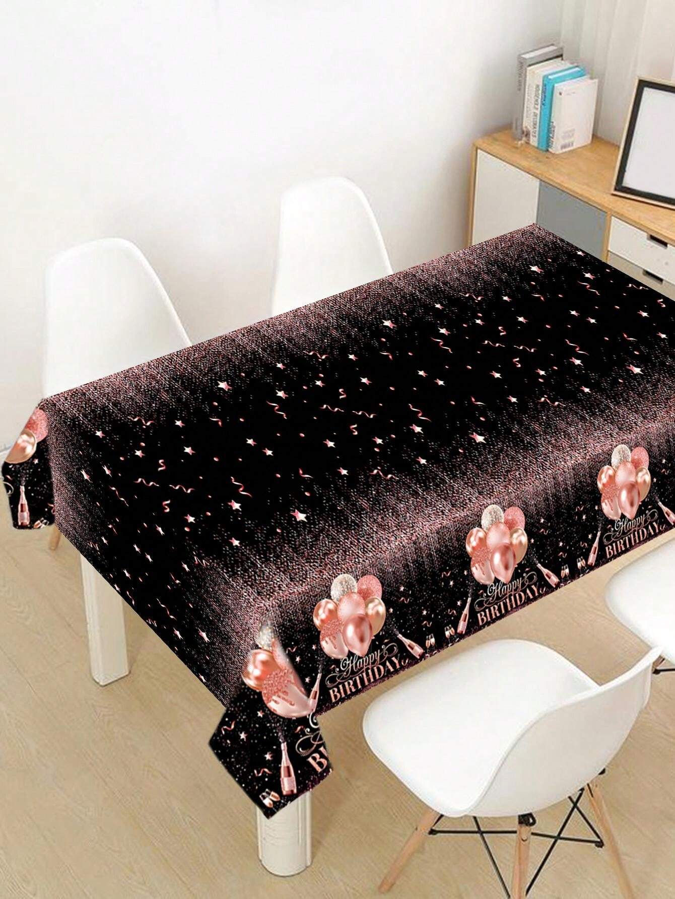 1pc 130*220cm Rose Gold Balloon Style Birthday Party Disposable ...