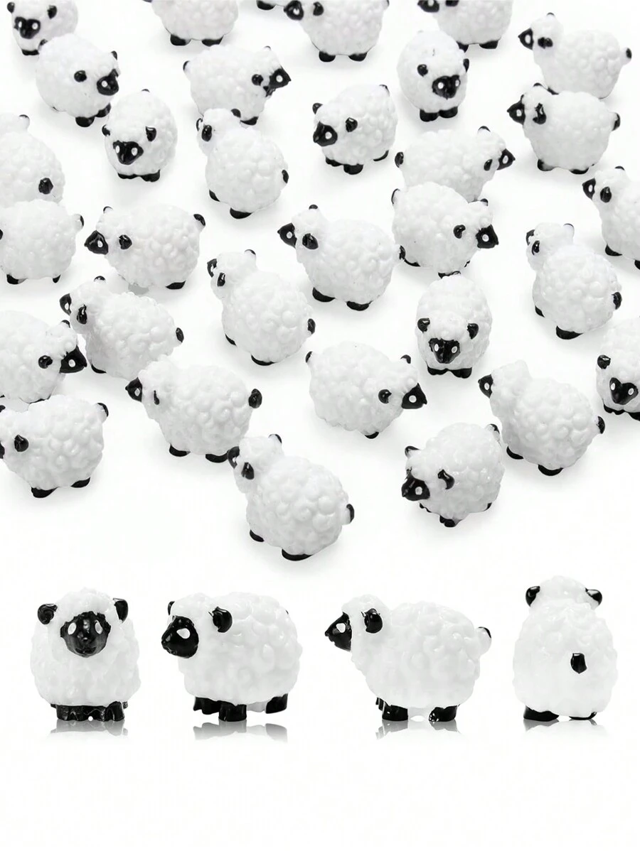 Miniature Sheep Figurines Mini White Sheep Figure Realistic Resin Sheep ...