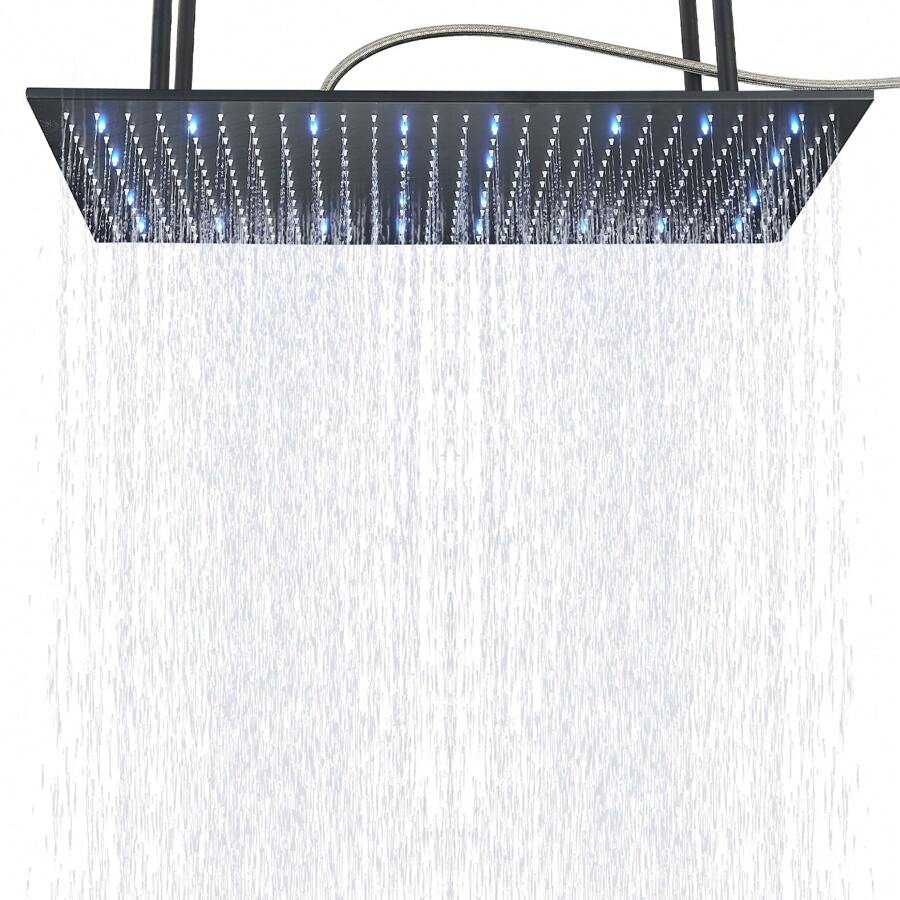 Senlesen Matte Black Shower System Led Rainfall Shower Head Bathroom ...