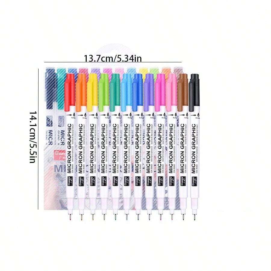 12-Color Drawing Pens, 0.5mm Tip Fine Liner Pens, Sketching And ...