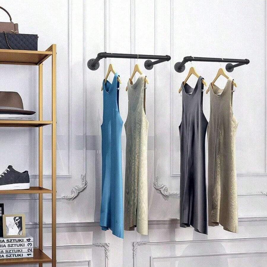 Industrial Pipe Clothing Rack Black Clothing Rack DIY Heavy Duty ...