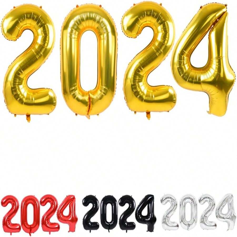 4Pcs Gold 2024 Balloons Graduation 28 Inch 2024 Gold Balloons Gold 2024 ...