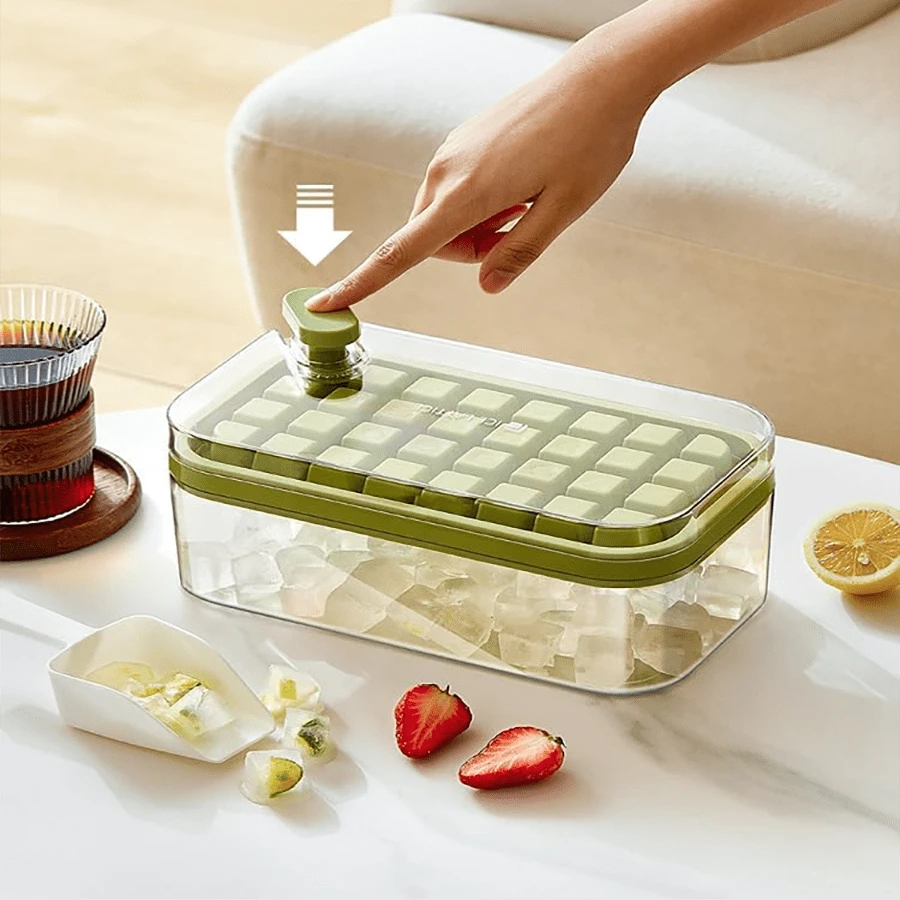 1pc 101oz Ice Cube Trays Set, The Press Ice Grid- 64 Pcs Plastic Ice ...
