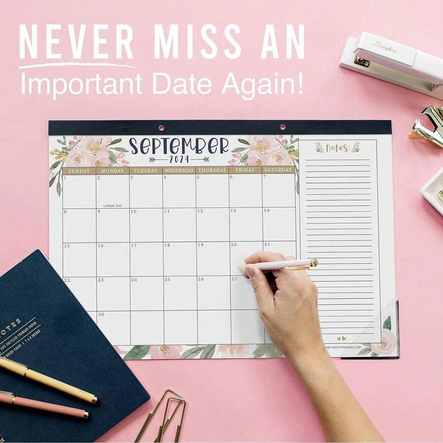 Floral Large Desk Calendar 2024-2025 - Desk Calender 2024 Monthly ...