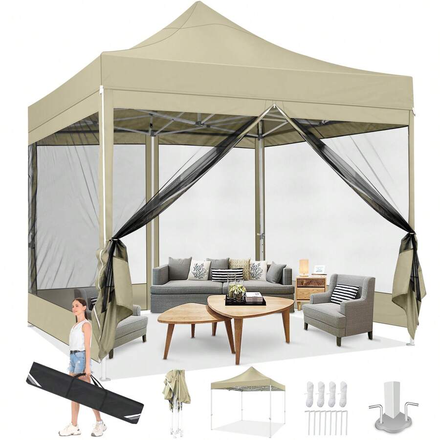 10x10 Canopy Screen Walls 10 Ft. X 10 Ft. Screened Mesh Net Wall Canopy ...