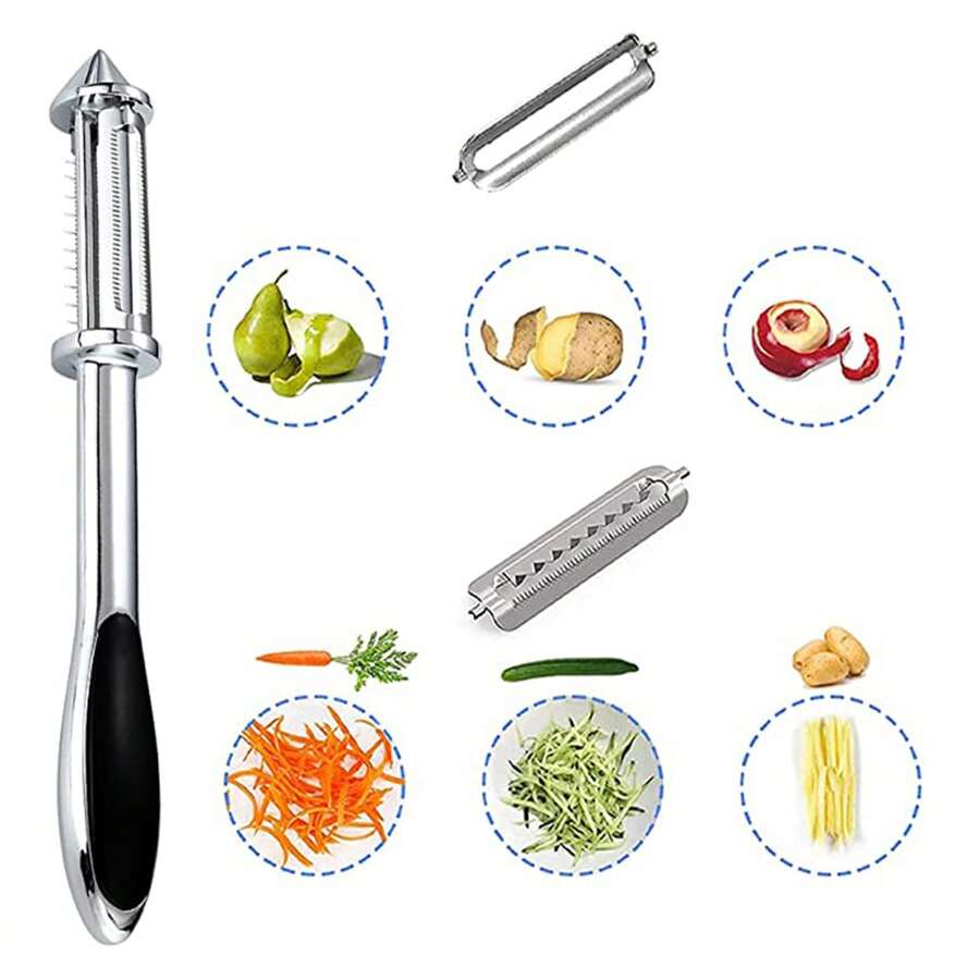 1pc 3 In 1 Stainless Steel Peeler Kitchen Tool, Zinc Alloy Vegetable ...