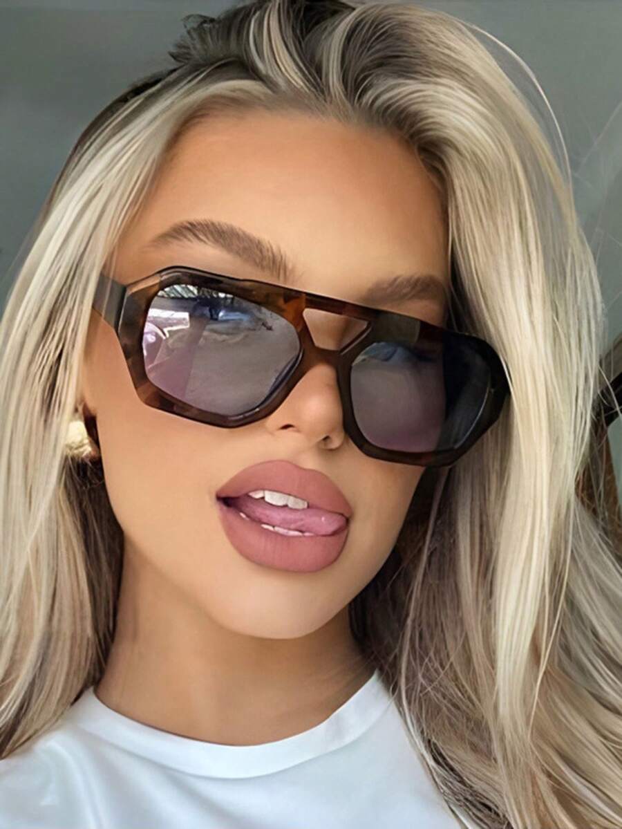 1pc Irregular Double Beam Vintage Personality Sunglasses Trendy Shades ...