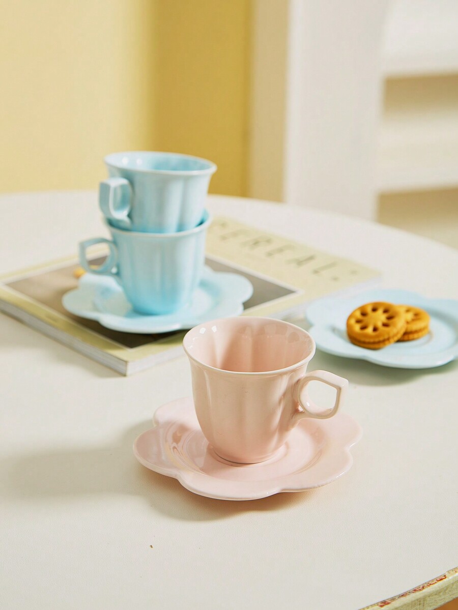 Creative Solid Color Underglaze Ceramic Coffee Cup And Saucer Set Home ...