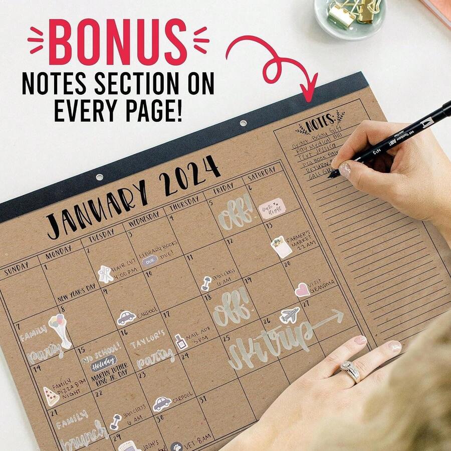 Rustic Large Desk Calendar 2024-2025 - Desk Calender 2024 Monthly ...