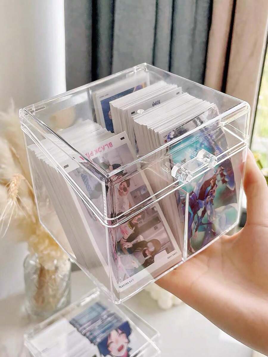 1pc Clear Acrylic Card Collection Storage Box, Playing Cards Storage ...