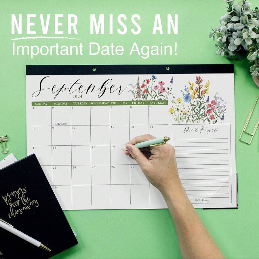 Floral Large Desk Calendar 2024-2025 - Desk Calender 2024 Monthly ...