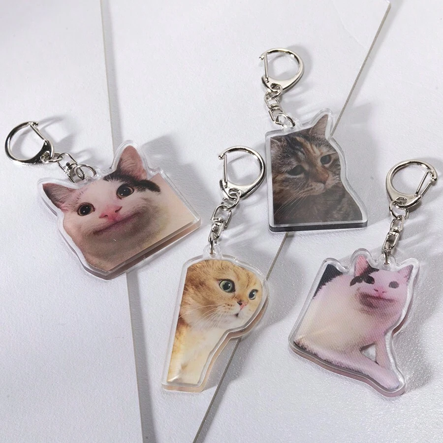 Cute Acrylic Keychain Bag Pendant For Women, Two Eye-Catching Cats ...