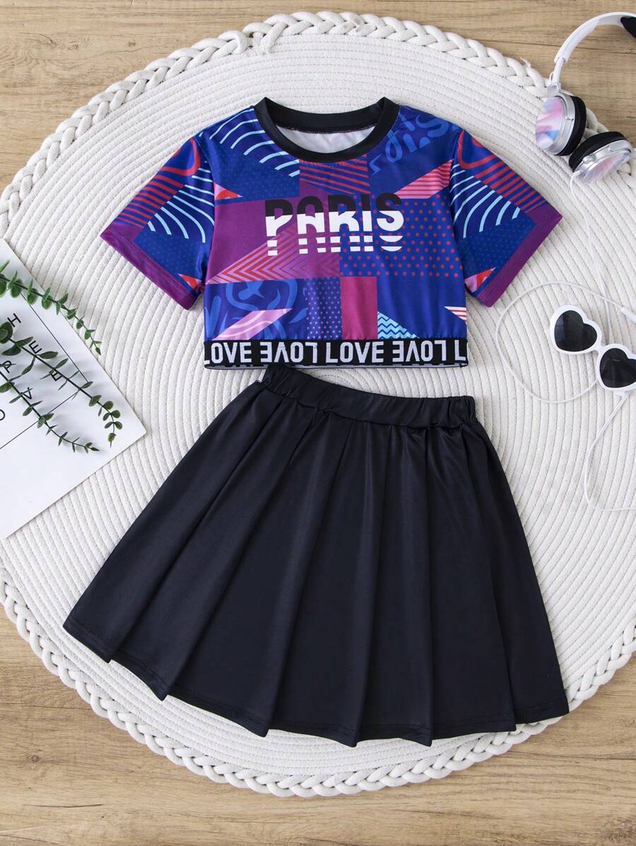 Tween Girl Summer Two Piece Set New Western Spicy Fashion Colorful Top ...