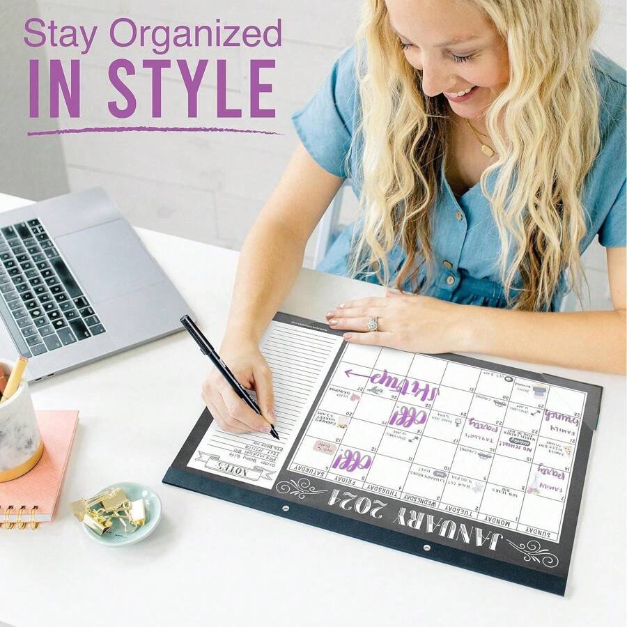 Chalkboard Large Desk Calendar 2024-2025 - Desk Calender 2024 Monthly ...