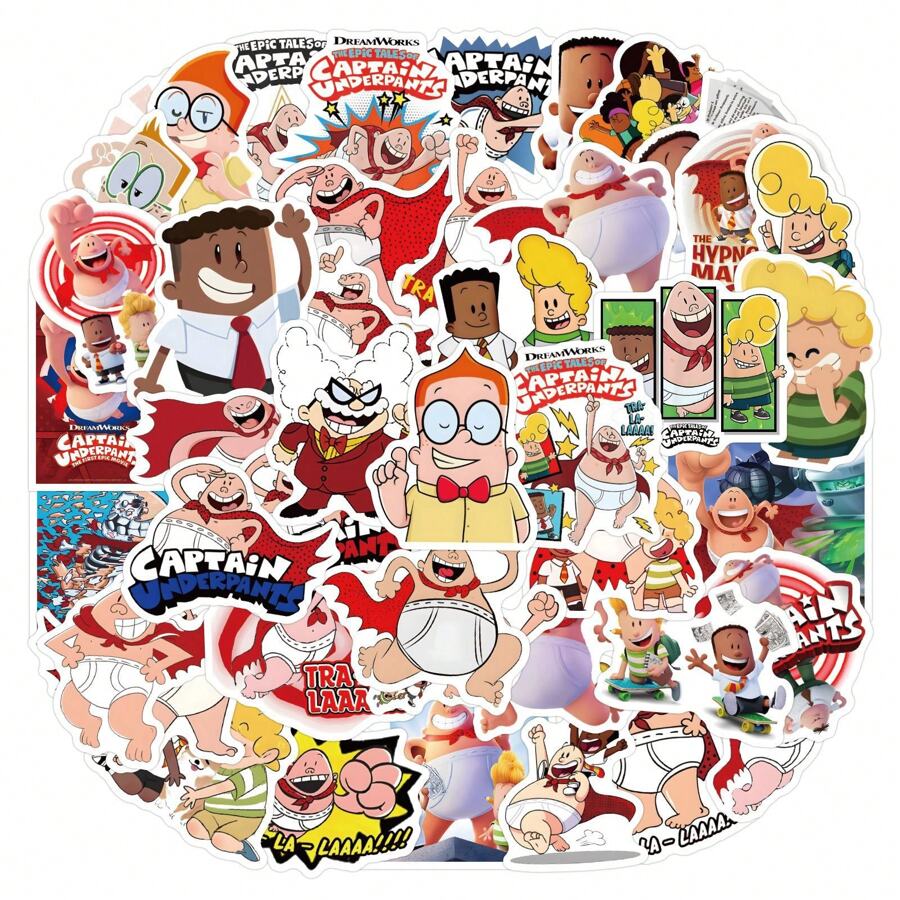 60pcs Captain Underpants Style Cartoon Sticker Decals Graffiti Vinyl ...