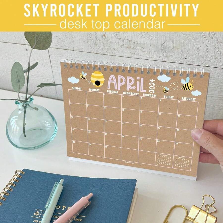 Doodle Small Desk Calendar 2024 Standing Flip - Small Desktop Calendar ...