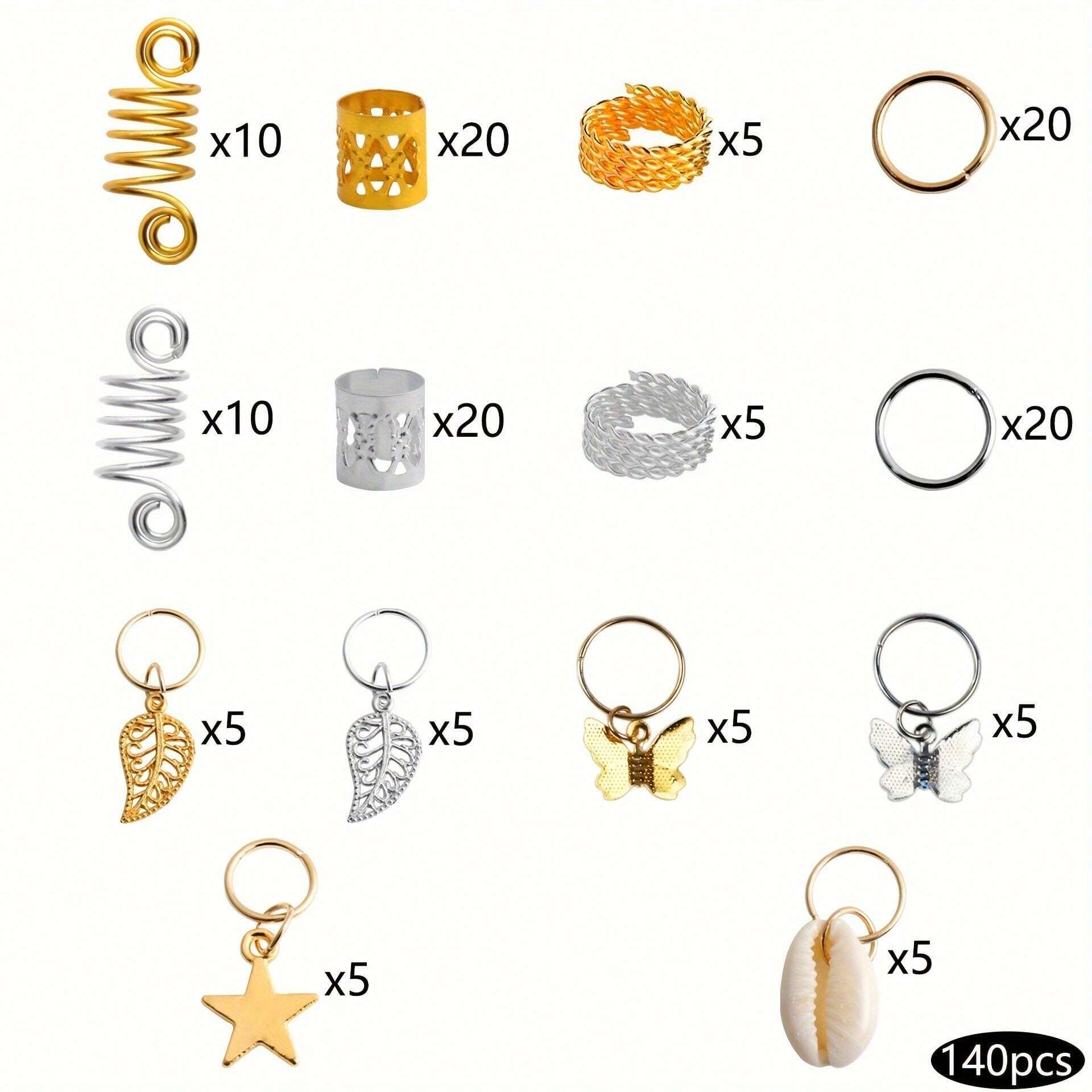140PCS Accesorios para trenzas de cabello dorados: perfectos para cualquier persona, vienen en ...