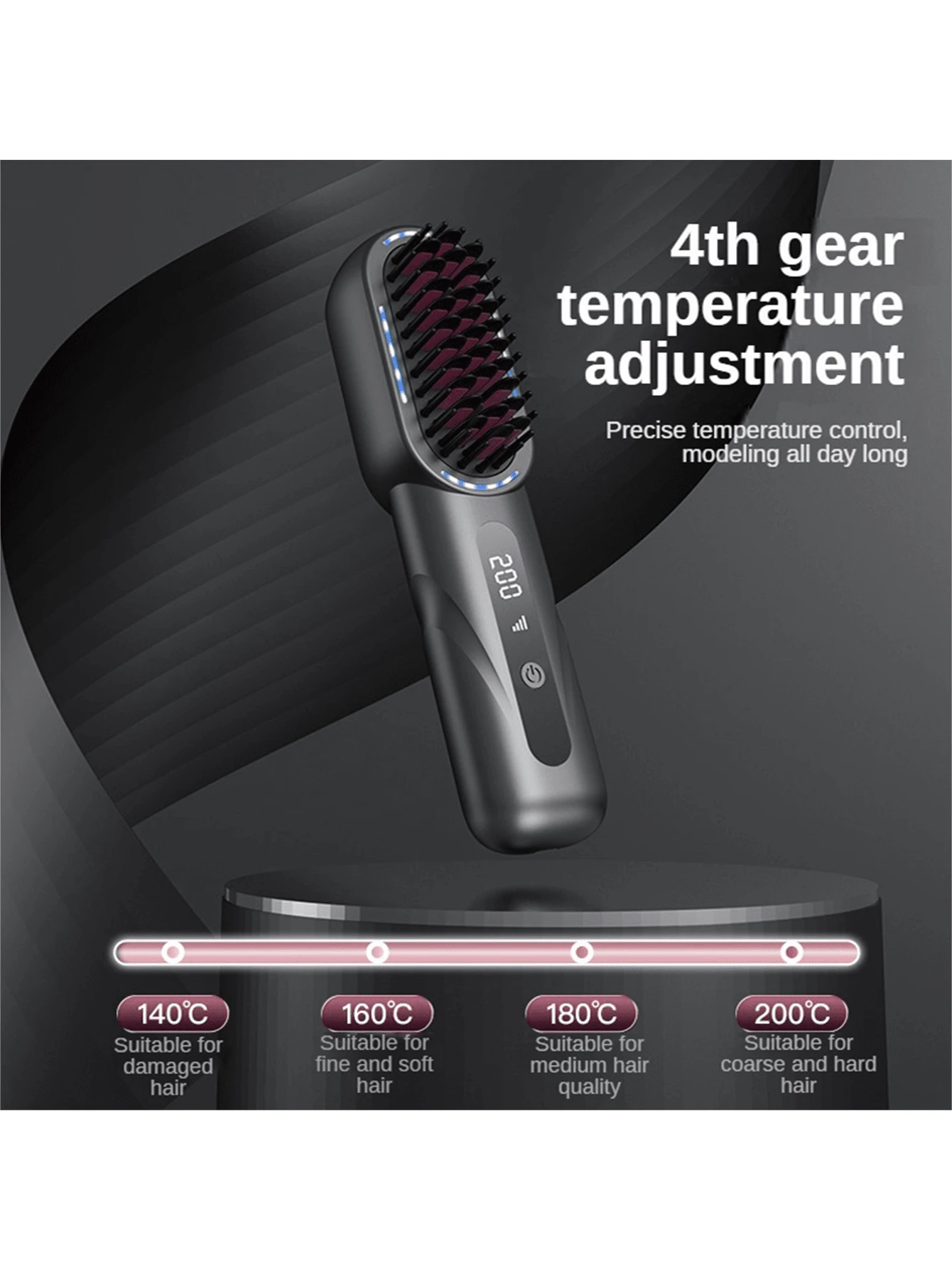 1pc Portable Cordless Ionic Hair Straightener Brush, Women's Mini Heat ...