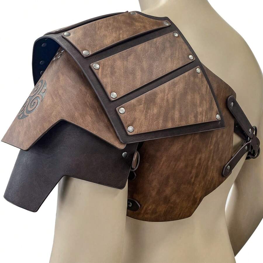 Viking Faux Leather Single Pauldron Shoulder Armor, Retro Medieval ...