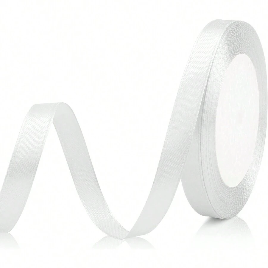 4-Pack 8-Meter Double-Sided White Ribbon Polyester White Ribbon Gift ...