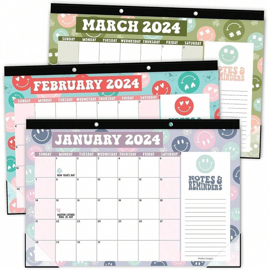 Retro Large Desk Calendar 2024-2025 - Desk Calender 2024 Monthly ...
