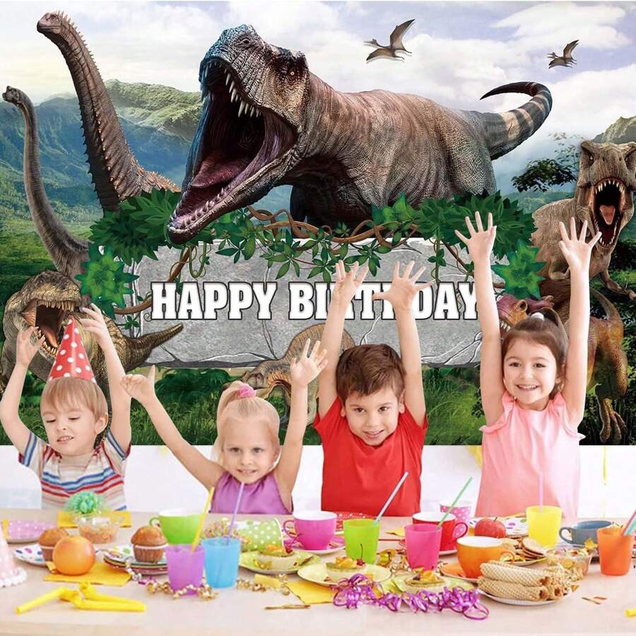 Dinosaur Backdrop Birthday Party Decorations Supplies Dinosaur Cartoon ...