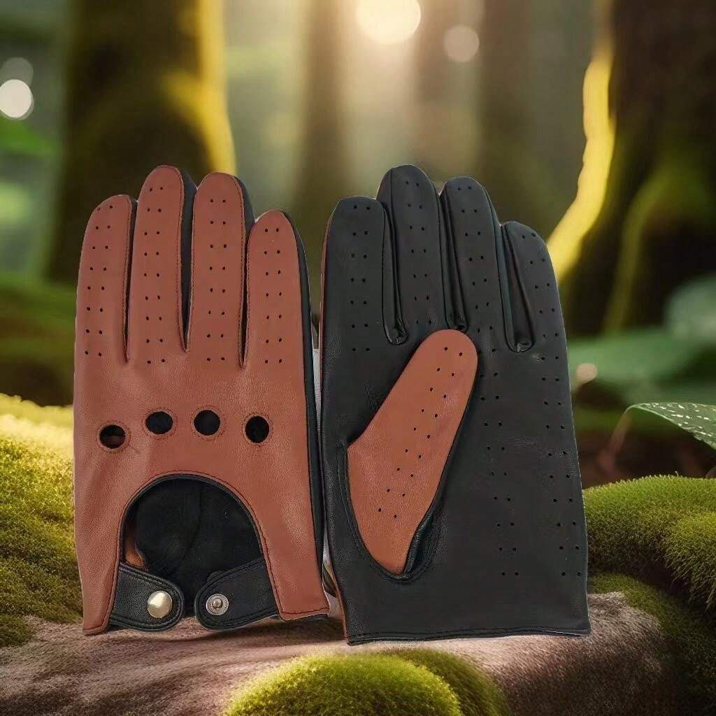 Men Genuine Leather Full Palm Touch Screen Gloves For Riding And ...