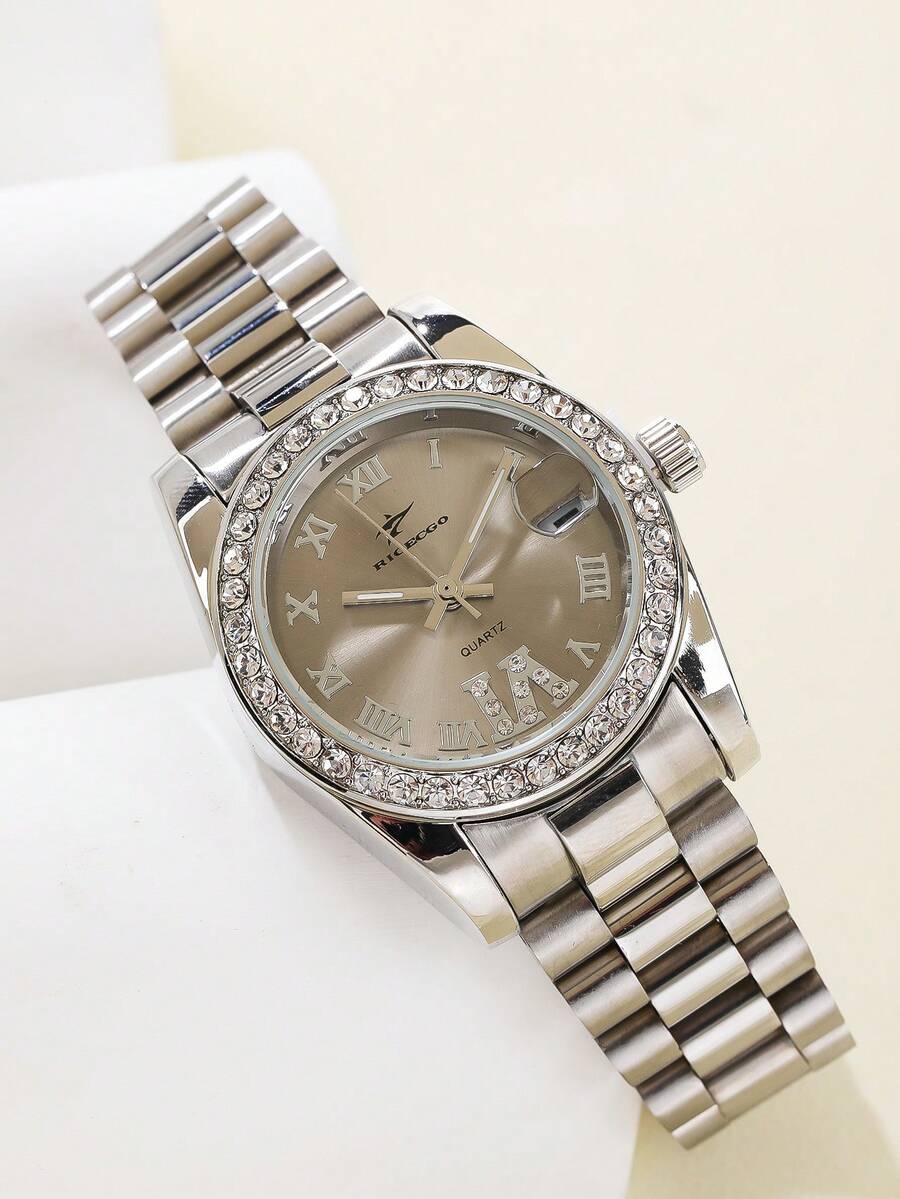 RICECGO 1 chiếc Đồng hồ đeo tay thạch anh nữ cổ điển, thích hợp để đeo ...