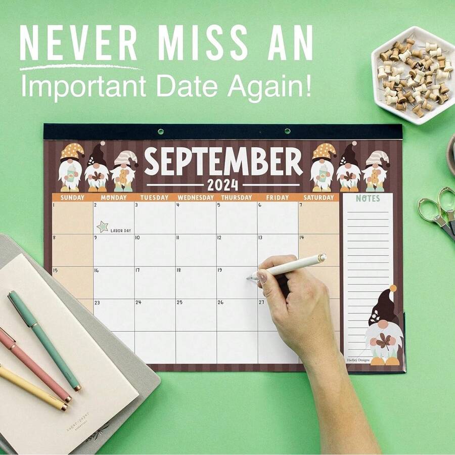 Gnome Large Desk Calendar 2024-2025 - Desk Calender 2024 Monthly ...