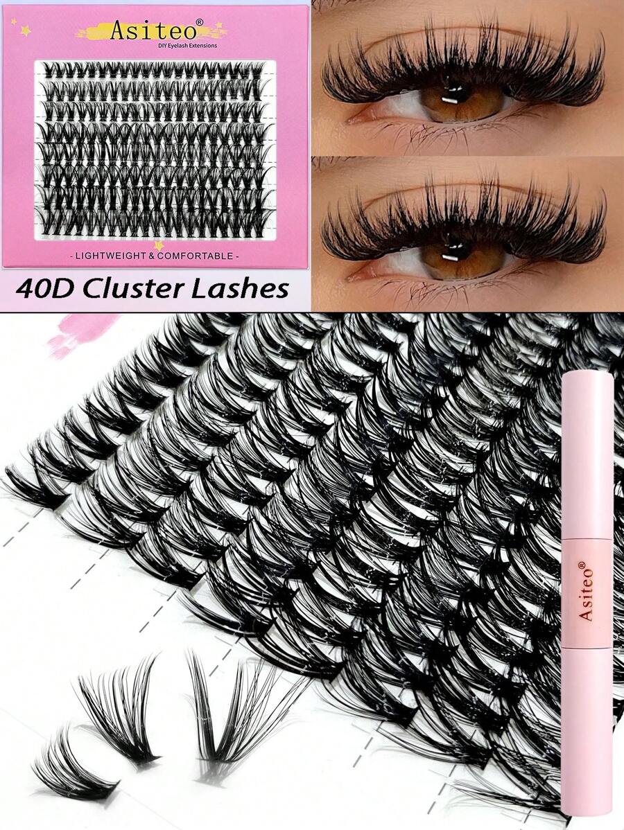 Asiteo 160 Pcs Individual DIY Cluster Lashes 40D Clusters 0.07mm ...