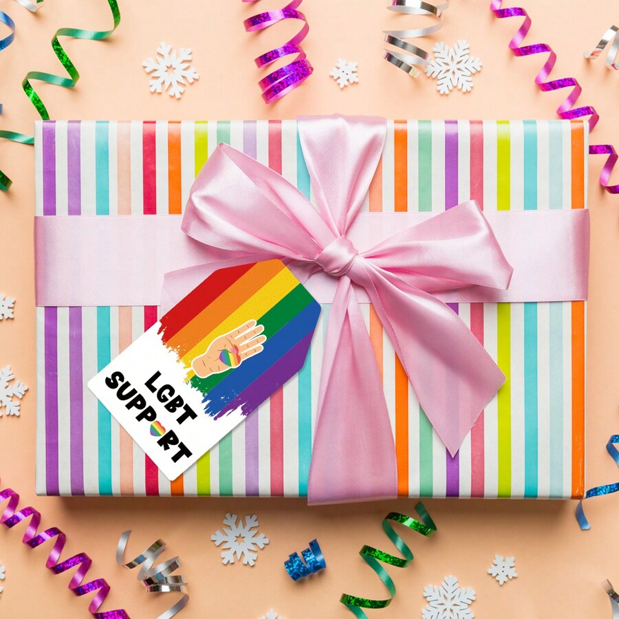 60PCS Month Rainbow Print Paper Decoration Drop Tag With String For ...