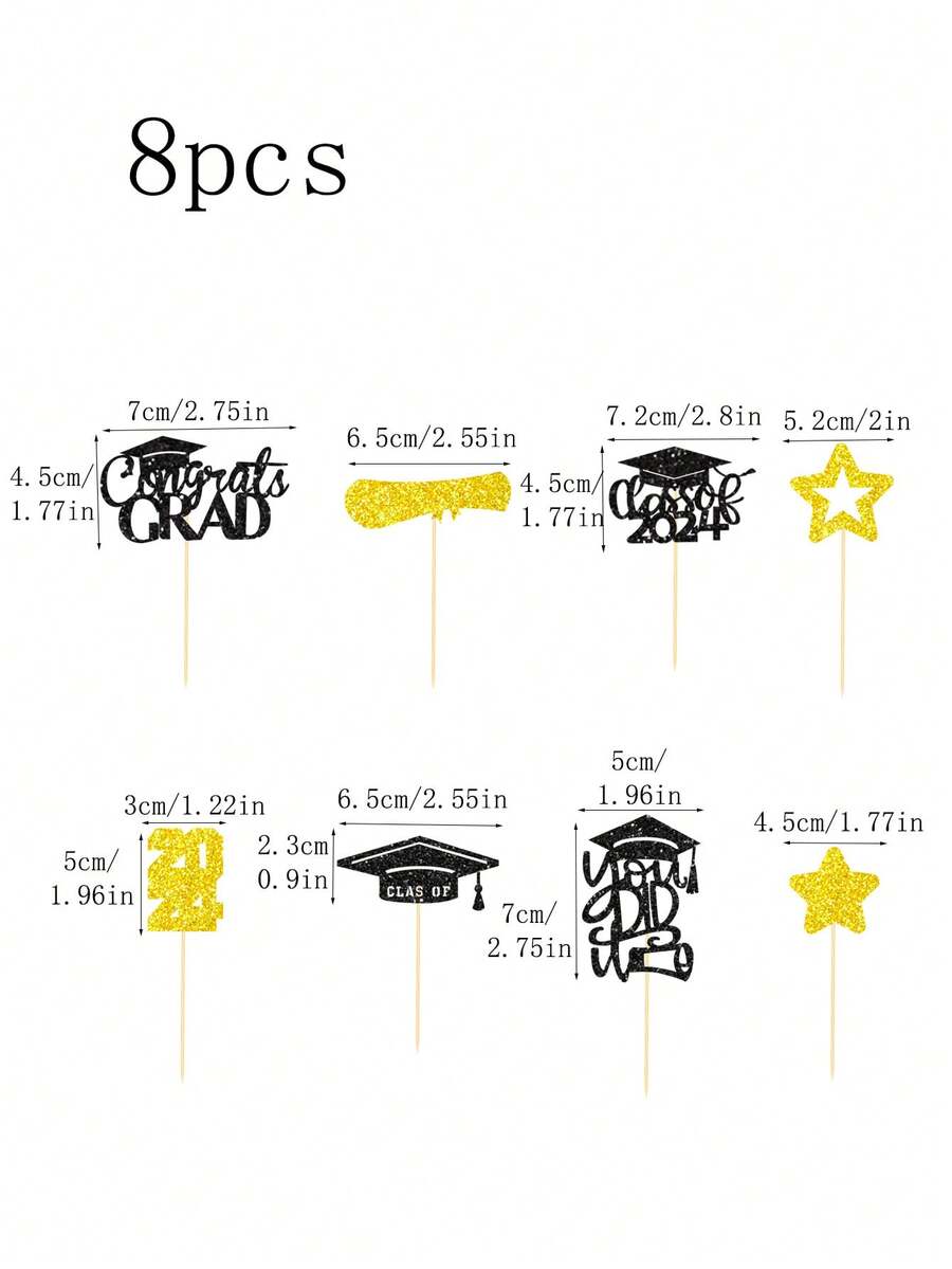 8pcs Graduation Season Class Of 2024 Congrats Grad Certificate Star ...
