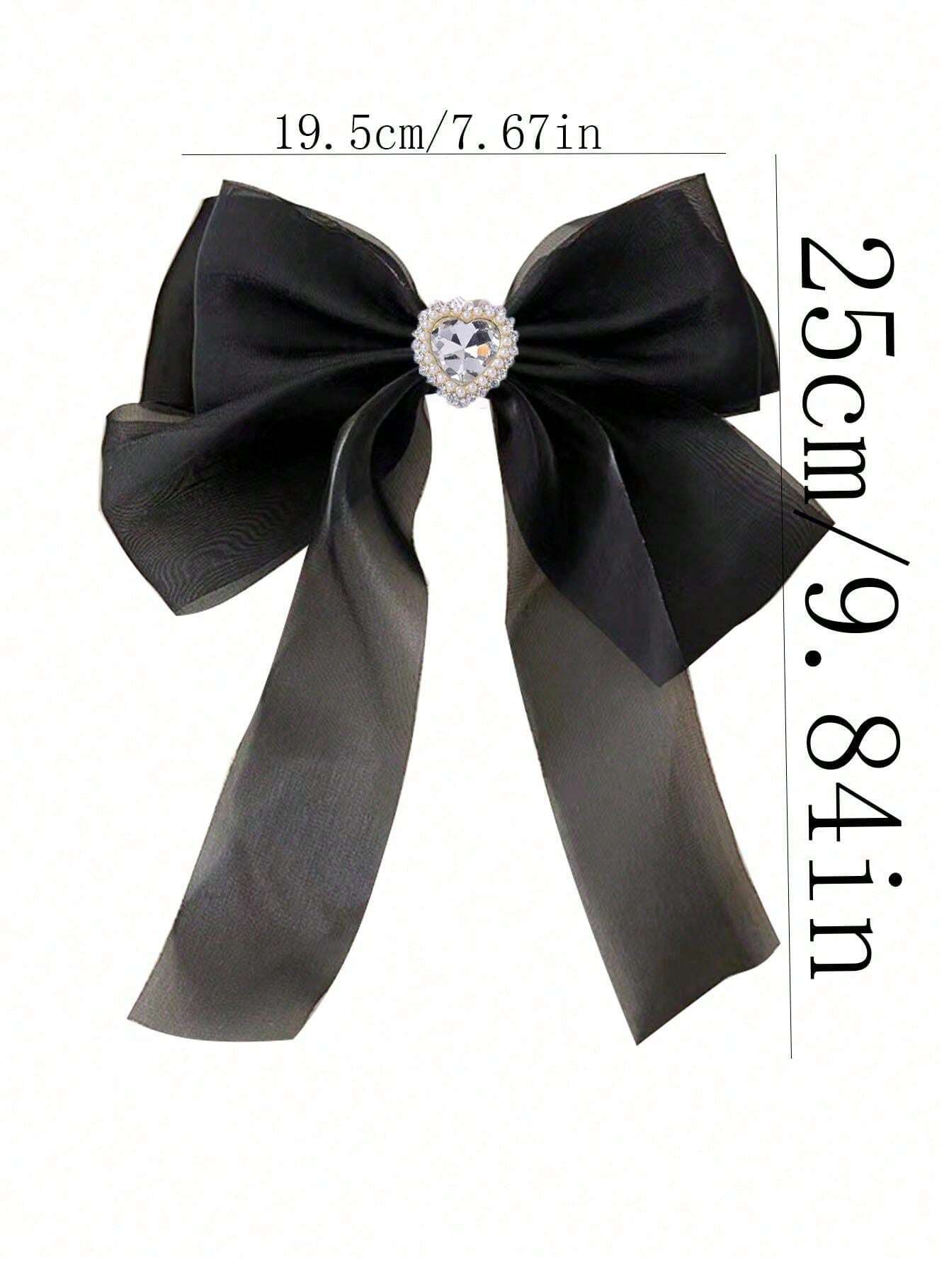 3pcs Women's Meshing Pearlescent Bowknot Love Hair Clips, Elegant Sweet ...