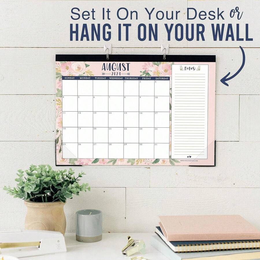 Floral Large Desk Calendar 2024-2025 - Desk Calender 2024 Monthly ...
