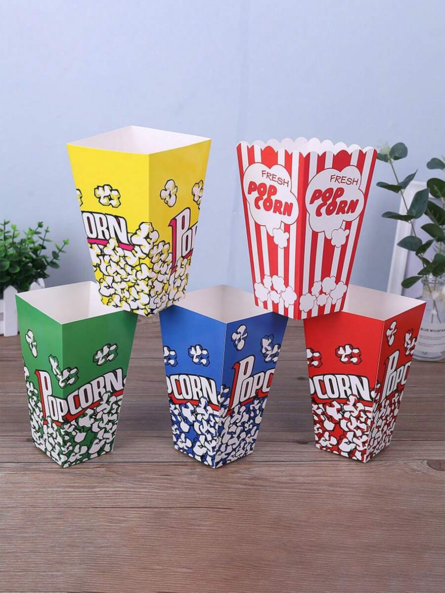 10pcs Popcorn Box Disposable Square White Paper Foldable Package Box ...