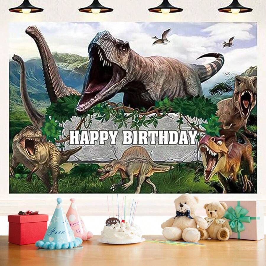 Dinosaur Backdrop Birthday Party Decorations Supplies Dinosaur Cartoon ...