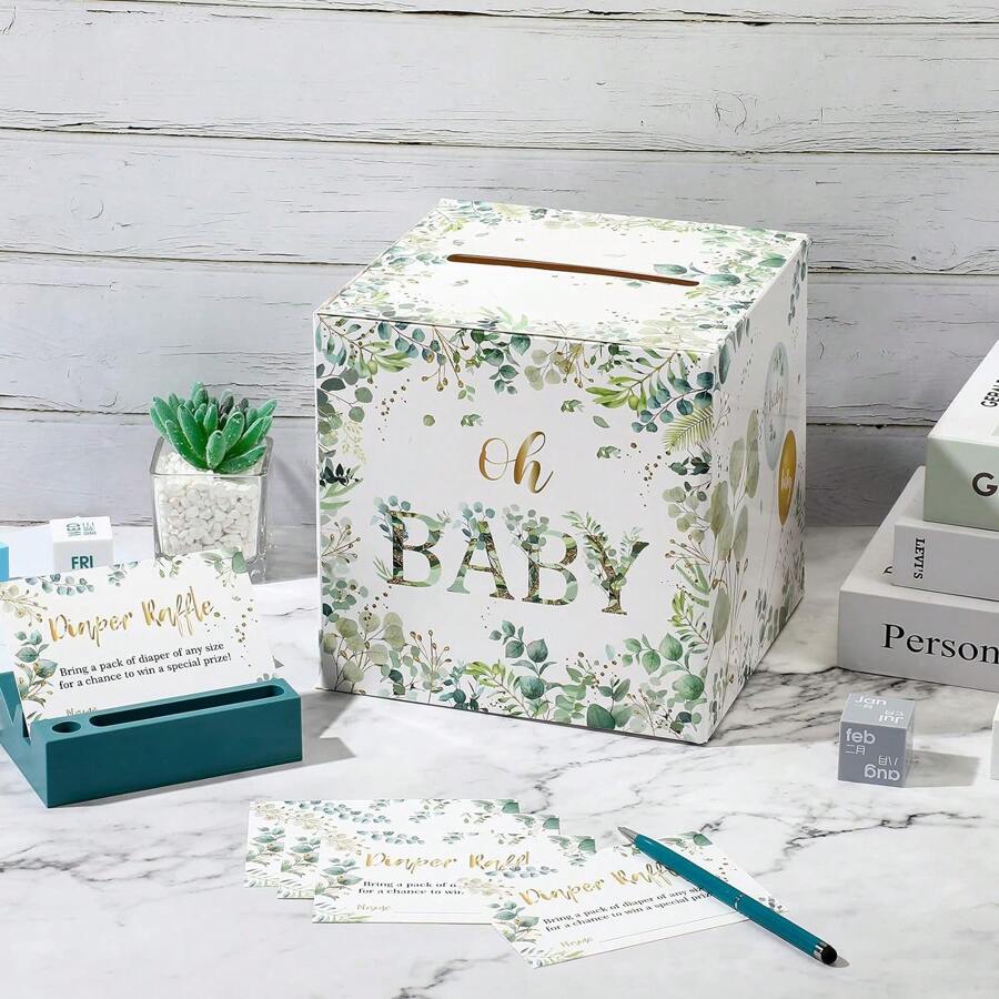 50 Pieces Raffle Tickets With Baby Shower Holder Box Baby Party ...