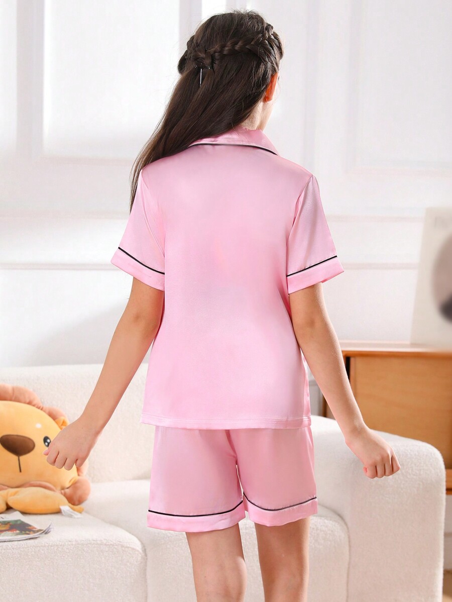 Tween Girl 2pcs Pajamas Set, Ice Silk Short-Sleeved Shorts, Summer ...