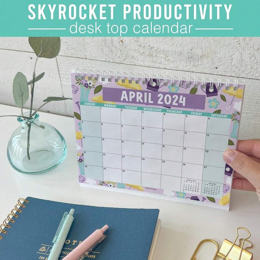 Doodle Small Desk Calendar 2024 Standing Flip - Small Desktop Calendar ...