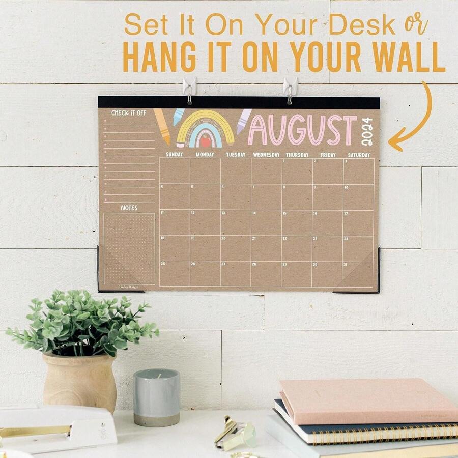 Doodle Large Desk Calendar 2024-2025 - Desk Calender 2024 Monthly ...