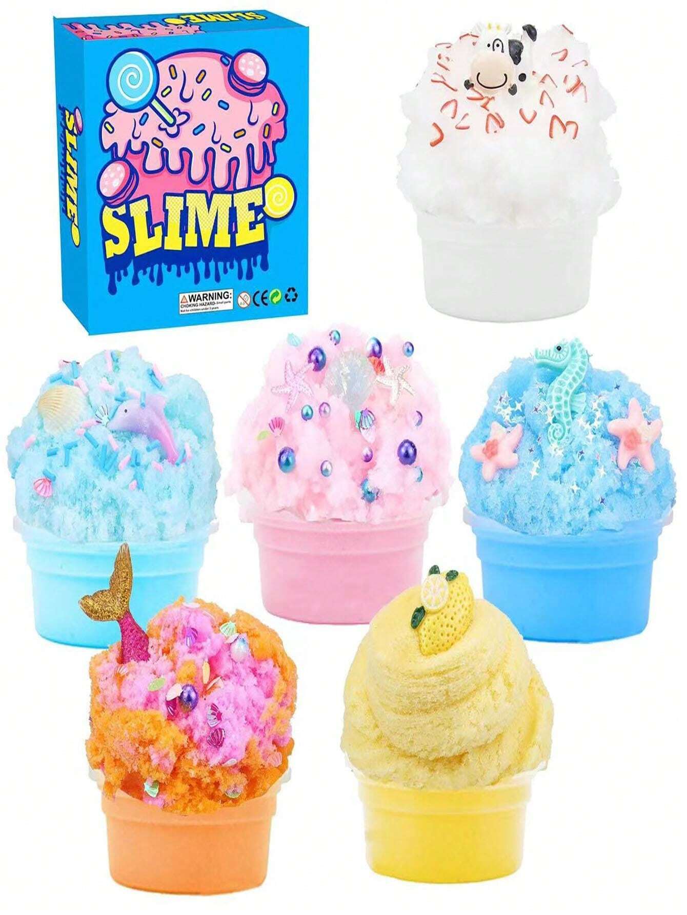 1 set Slime Crystal Mud (6 pièces * 60ML) Stretchy Cloud Mud, ensemble ...
