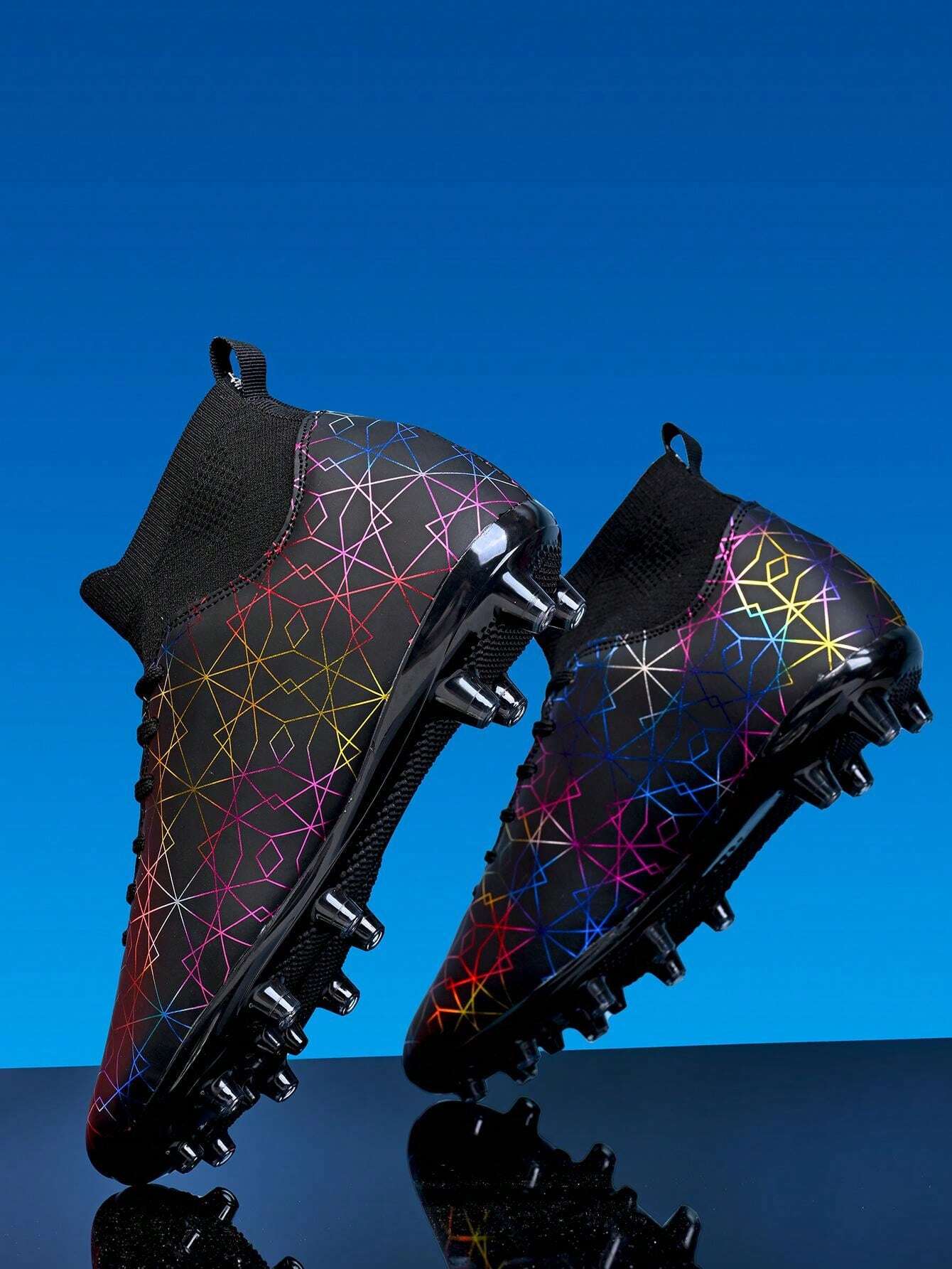 Men's High-Top Soccer Boots, Youth Anti-Slip Soccer Training Long Nails ...