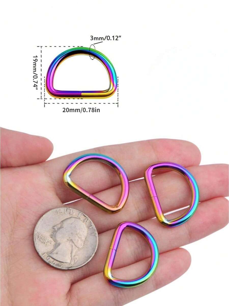 10pcs 20mm/0.75 Inch Metal Semi-Circular D Rings Multi-Purpose Half ...